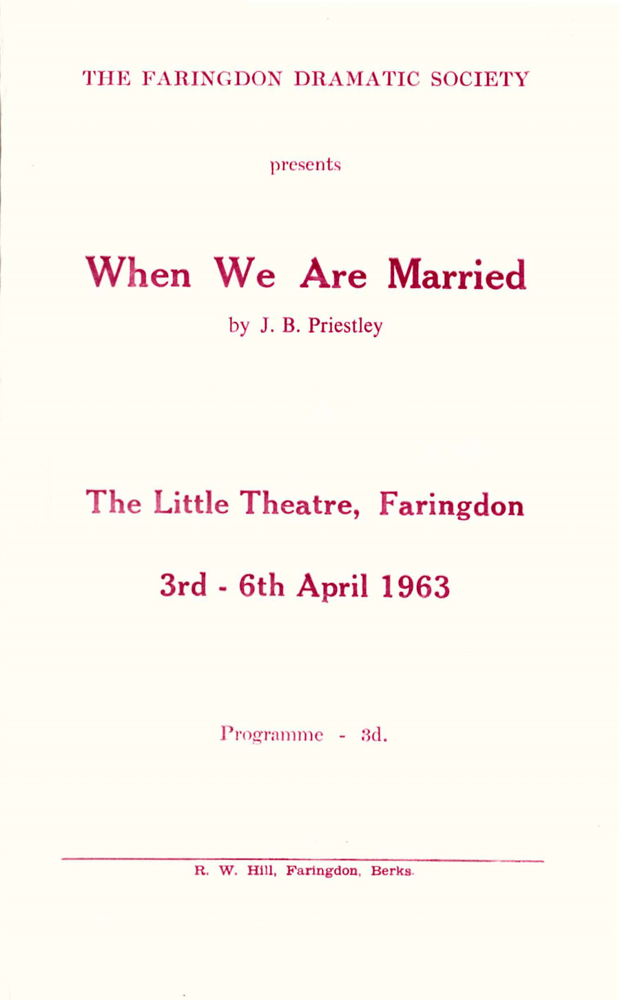 When We Are Married 1963 - Faringdon Dramatic Society
